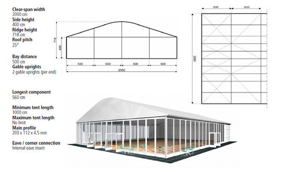 white 15x40m white arcum pvc fabric high peak tent roof top marquee tent for 500 people