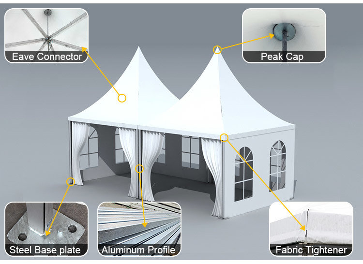 2018  High Peak white color 5*5m  Garden Pagoda Gazebo Canopy Tent with cheap factory price