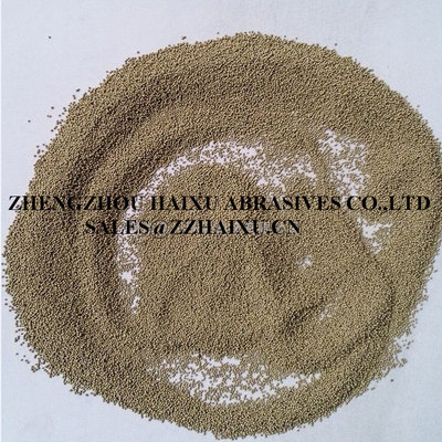 China manufacturer yello round environmental free dust emery sand for glass sandblasting