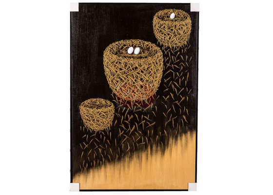 Bird nest Modern Handmade Canvas Animal Oil Paintings , 40x80cm