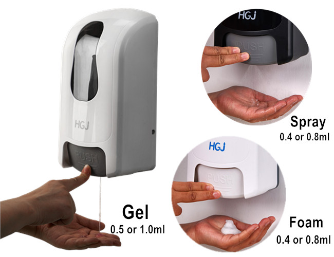 Vertical Push Button Spray refillable soap dispenser wall mountable , Smooth refillable automatic soap dispenser
