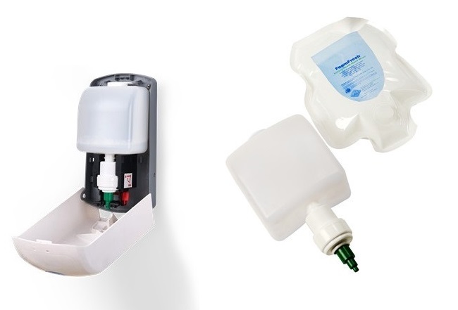 Green Lockable Kids Automatic Soap Dispenser , refillable foam soap dispenser