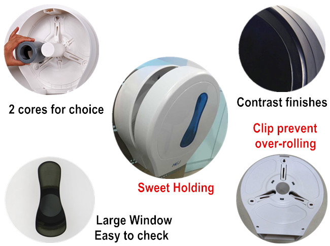 Commercial Jumbo Toilet Roll Dispenser with 9" Roll Paper Capacity