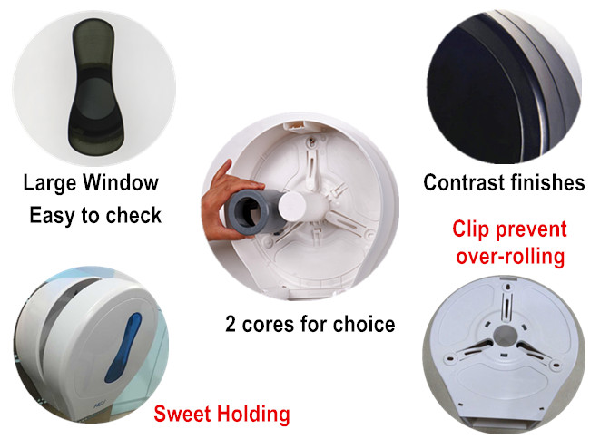 9 Inch White Jumbo Toilet Paper Dispenser , Jumbo Toilet Roll Holder