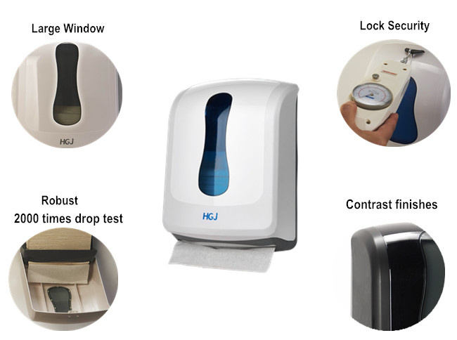 Wall Hanging Bathroom Towel Dispenser , Streamline Cover Paper Towel Wall Dispenser
