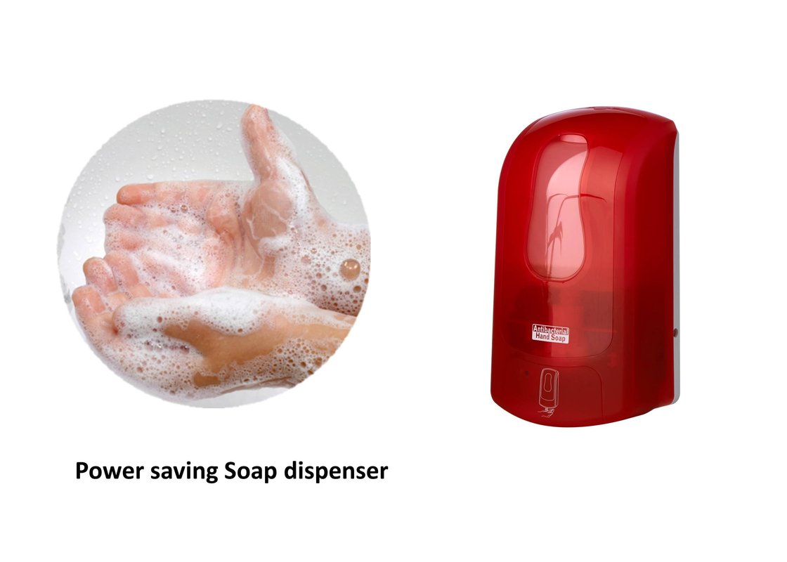 Customized red Wall Mounted AUtomatic Hand Soap Dispenser / auto hand wash dispenser With Disposable Pouch