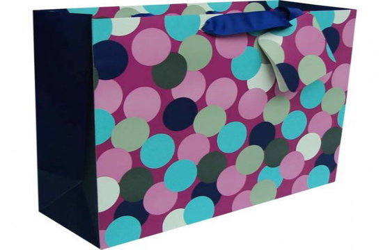 Personalised Paper Carrier Bags Round Dot Square Bottom for Gift