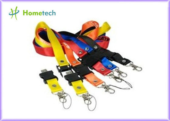 Red Plastic Lanyard USB Flash Drives 128mb Custom Printed , USB 2.0