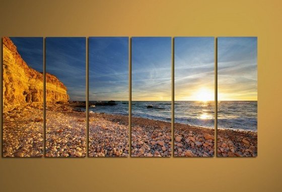 Customized wood frame canvas printing service sunset and sunrise design