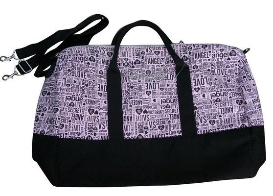 Printing Pink Fabric Carrier Bags Handle Strap , Traveling style