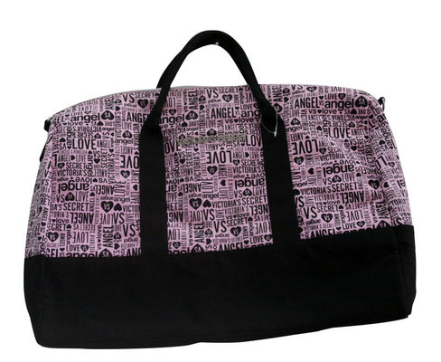 Printing Pink Fabric Carrier Bags Handle Strap , Traveling style