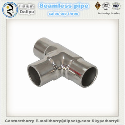 T316L Stainless Steel Long Tee Butt Weld Connection Type Sanitary Tube Fittings tee