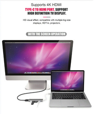 Typc Hub/convert/fransfer to 2 USB 3.1 port, SD/TF card reader,PD fast charge,real 4K HDMI supplier