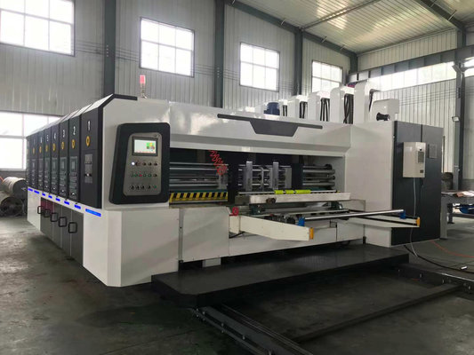 corrugated carton box ink flexo printing slotting rotary die cutting vibration stacker machine