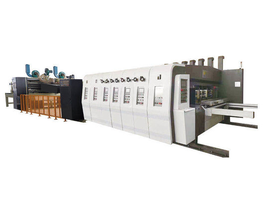 QHFG Automatic Lead Edge Feeder Flexo 4 Colors Printing Slotter Die Cutter Folder Glue Bundle Machine