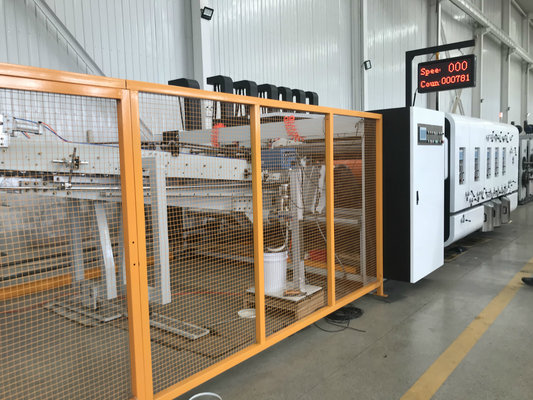 QHFG Automatic Lead Edge Feeder Flexo 4 Colors Printing Slotter Die Cutter Folder Glue Bundle Machine