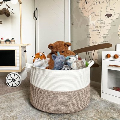 XXXLarge Cotton Rope Basket Woven Baby Laundry Blanket Basket Toy Basket with Handle Storage Thread Laundry Hamper