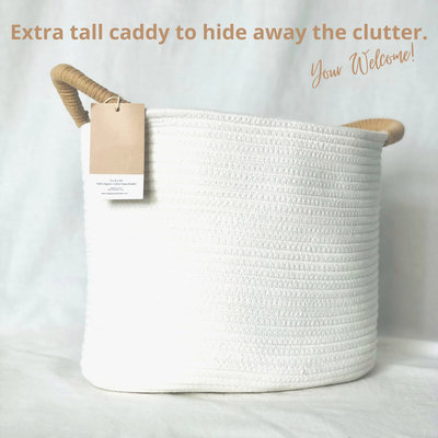 Organic Cotton Storage Basket, rope basket woven,rope cotton basket cute baskets,Woven Nursery Organizer Bin for Baby Ro