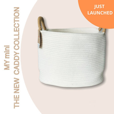 Organic Cotton Storage Basket, rope basket woven,rope cotton basket cute baskets,Woven Nursery Organizer Bin for Baby Ro