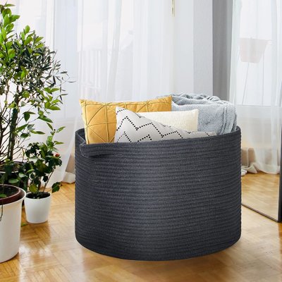 Woven Baskets for Shelves Storage, Cube Shelf Closet Storage Baskets Bins Set 3, small cotton rope basket for home