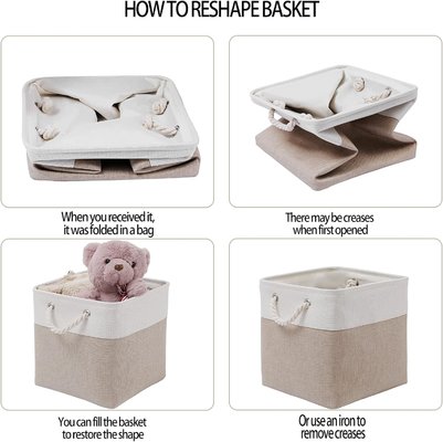 Cube Storage Bins, 6 Pack Large Collapsible Fabric Storage Bin with Ropes, Foldable Storage Cubes for Home, Office,Close