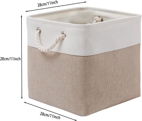 Cube Storage Bins, 6 Pack Large Collapsible Fabric Storage Bin with Ropes, Foldable Storage Cubes for Home, Office,Close