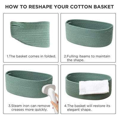 Shelf Storage Baskets for Organizing - Cotton Rope Baskets with Handles - Small Empty Decorative Gift Baskets for Storag