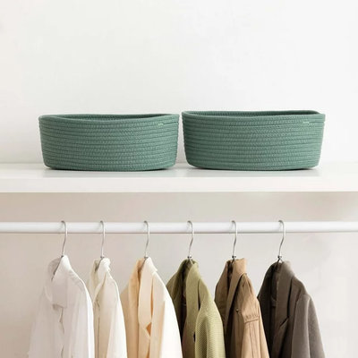 Shelf Storage Baskets for Organizing - Cotton Rope Baskets with Handles - Small Empty Decorative Gift Baskets for Storag