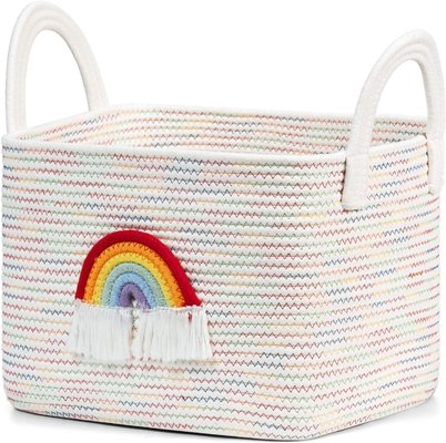 basket woven kid,Woven Rope Basket, Gift Basket for Kids, Medium Shelf Storage Basket, Colorful Rainbow Basket, Baby Bas