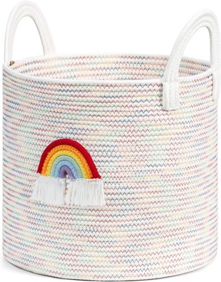 basket woven kid,Woven Rope Basket, Gift Basket for Kids, Medium Shelf Storage Basket, Colorful Rainbow Basket, Baby Bas