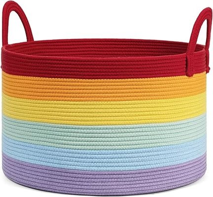 basket woven kid,Woven Rope Basket, Gift Basket for Kids, Medium Shelf Storage Basket, Colorful Rainbow Basket, Baby Bas