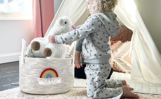 basket woven kid,Woven Rope Basket, Gift Basket for Kids, Medium Shelf Storage Basket, Colorful Rainbow Basket, Baby Bas