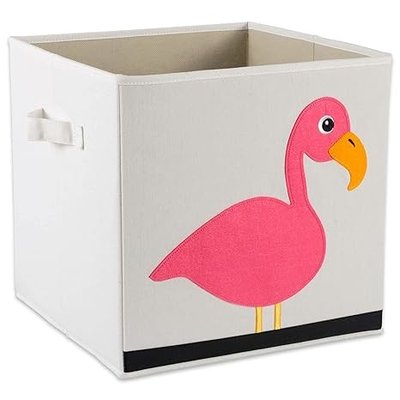 Store Collapsible Storage Bin Cube for Bedroom, Nursery, Playroom and More 13x13x13" - Flamingo
