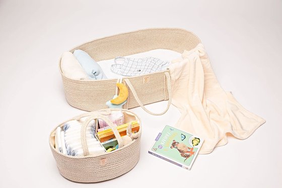 Hot sale 100% cotton Cotton Rope Moses Basket,Cotton rope change basket,baby bassinet with remove mattress