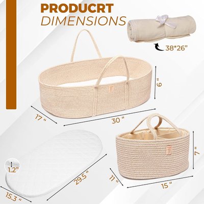 Hot sale 100% cotton Cotton Rope Moses Basket,Cotton rope change basket,baby bassinet with remove mattress