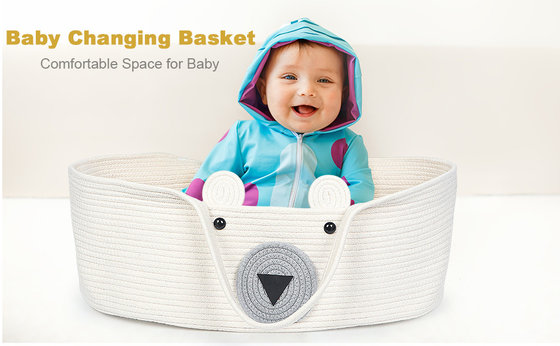 Hand-Woven Moses Basket for Babies with Soft Pad & Pillow, baby changing basket set of 3 ,portable baby diaper changing