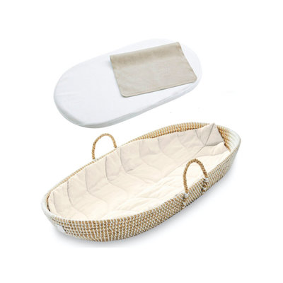 Premium Seagrass Baby Changing Basket,Changing Basket with waterproof Pad,Baby Changing Basket,Baby Changing Table