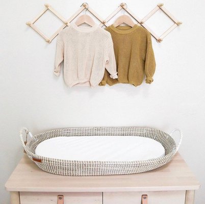 Premium Seagrass Baby Changing Basket,Changing Basket with waterproof Pad,Baby Changing Basket,Baby Changing Table
