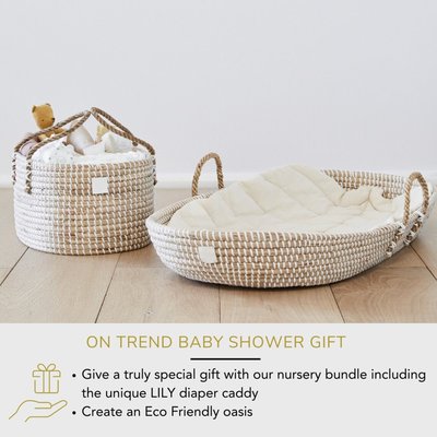 Premium Seagrass Baby Changing Basket,Changing Basket with waterproof Pad,Baby Changing Basket,Baby Changing Table