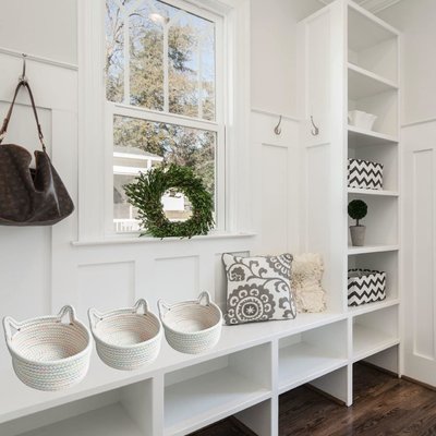 Small round Woven Baskets | Mini Storage Bins | Cotton Rope Baby Nursery Organizers for desk