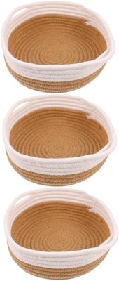 China wholesale factory price 3-pack Storage Baskets for Shelves, Cotton Rope Woven Basket With Handles for Organizing,K