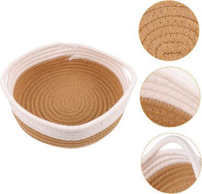 China wholesale factory price 3-pack Storage Baskets for Shelves, Cotton Rope Woven Basket With Handles for Organizing,K