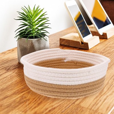 China wholesale factory price 3-pack Storage Baskets for Shelves, Cotton Rope Woven Basket With Handles for Organizing,K
