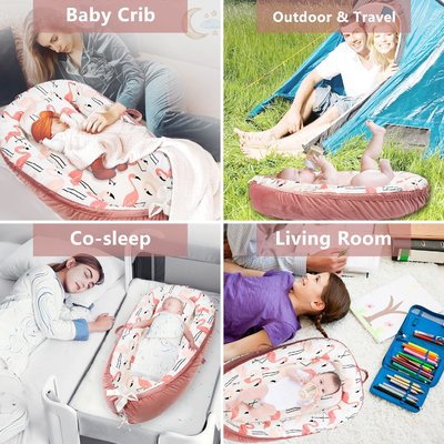 Soft Breathable Bassinet Mattress Co-Sleeping Baby Nest Cover for Newborn, Baby Lounger Cover Portable Infant Sleeper Be