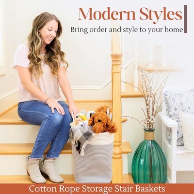 2024 hot sale new trend Stair cotton rope basket-woven storage organized for home organizer