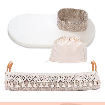Beautiful design baby changing basket,luxury cotton rope basket large woven baby moses basket