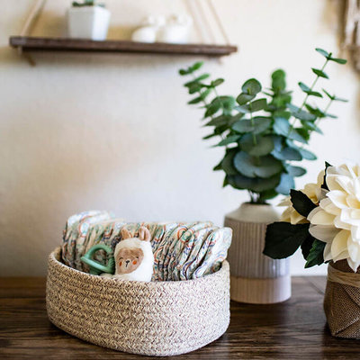 Beautiful design baby changing basket,luxury cotton rope basket large woven baby moses basket