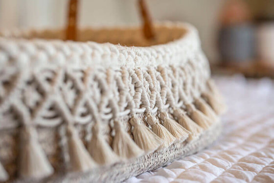 Beautiful design baby changing basket,luxury cotton rope basket large woven baby moses basket