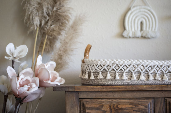 Beautiful design baby changing basket,luxury cotton rope basket large woven baby moses basket