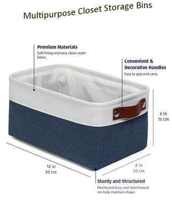 Multipurpose Closet Storage Bins,containers for storage, Fabric Storage Baskets for Shelves-3 Pack
